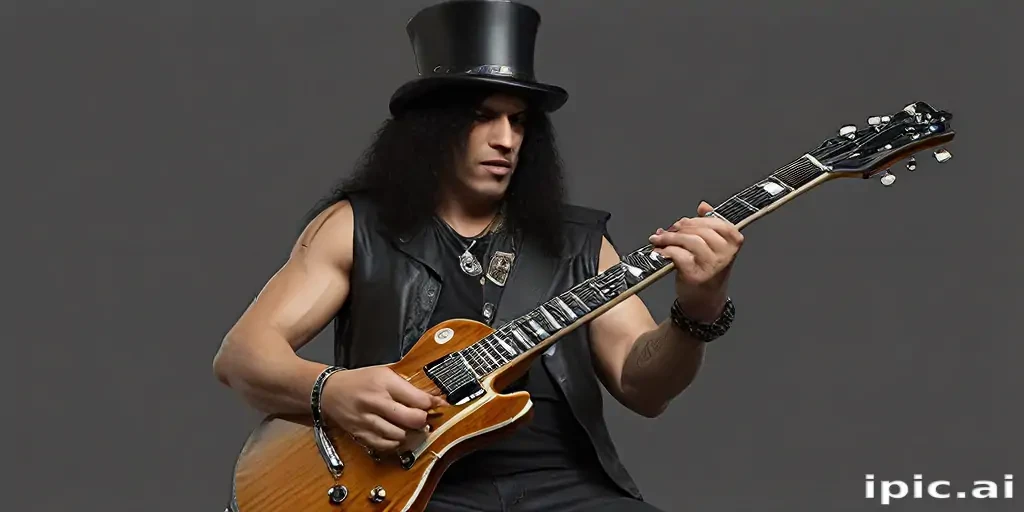 Rock Guitarist Wearing a Top Hat Playing an Electric Guitar Passionately