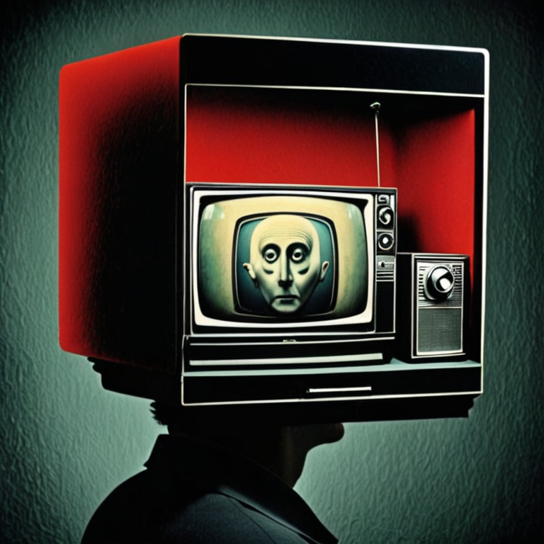 tv on head surreal art