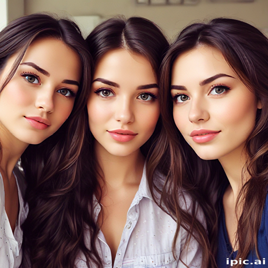 Three Friends Smiling Together in a Bright, Cheerful Setting.