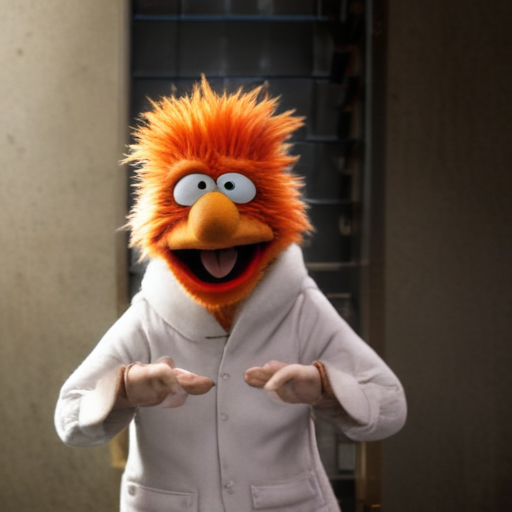 Beaker from the Muppets flipping the middle finger while angry