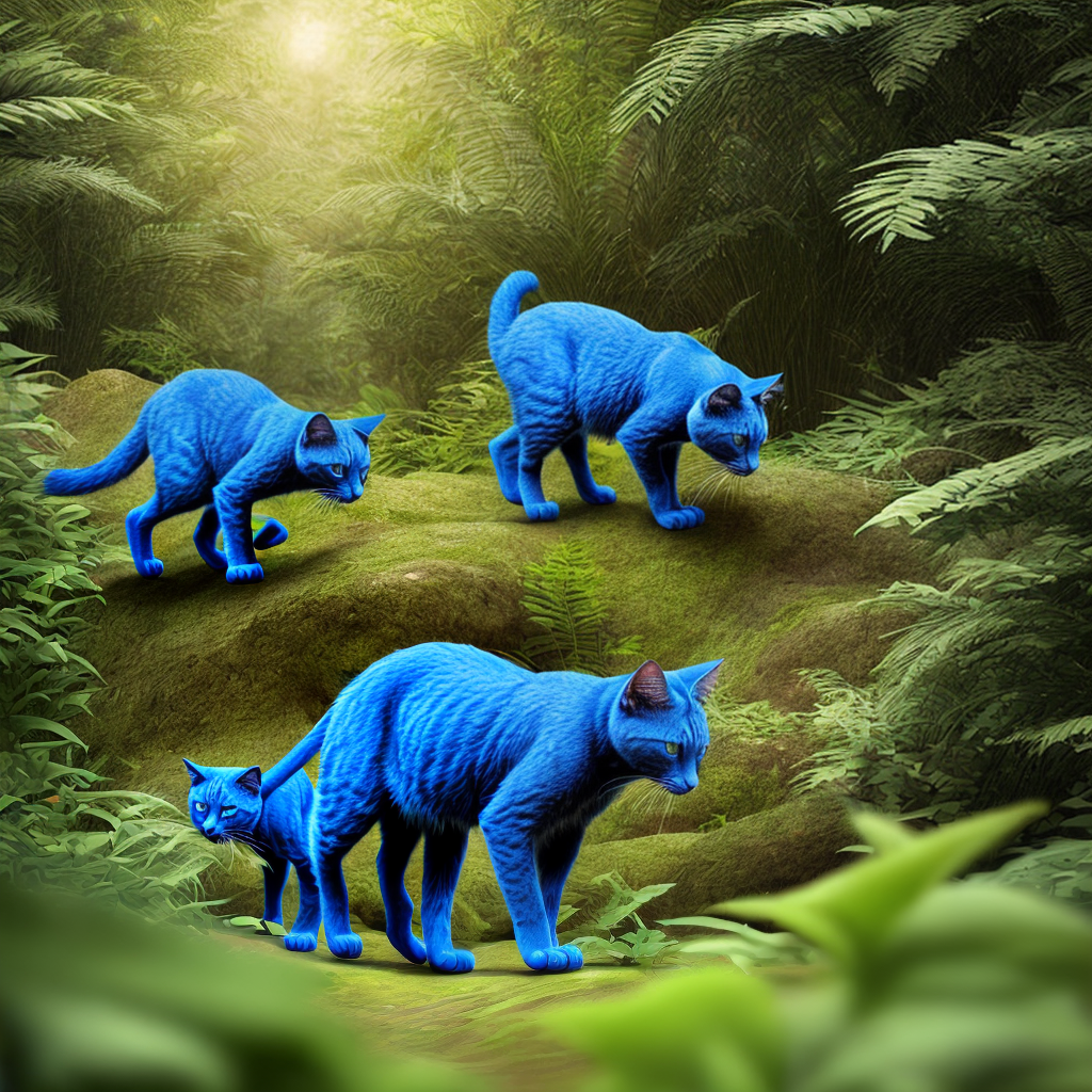 Blue cats standing in a jungle