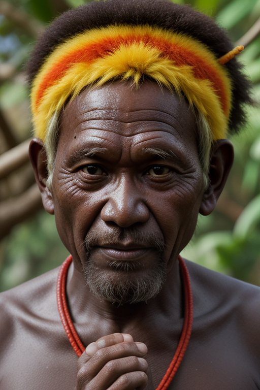 Portrait of a Traditional Indigenous Man Wearing Colorful Tribal ...