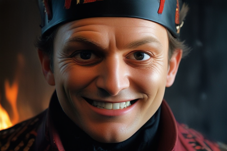 friendly masked eyes and smile of a ringmaster silhouette
