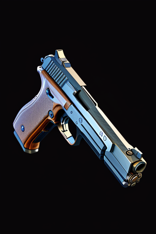 A Detailed Close-Up of a Sleek, Modern Handgun with Wooden Grip.