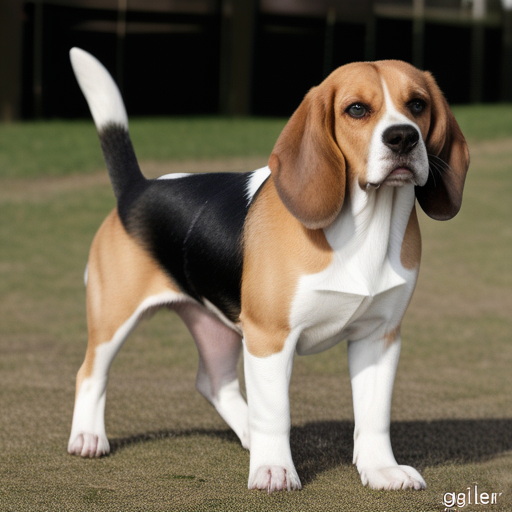 A Playful Beagle Standing Proudly on a Sunny Day Outdoors.