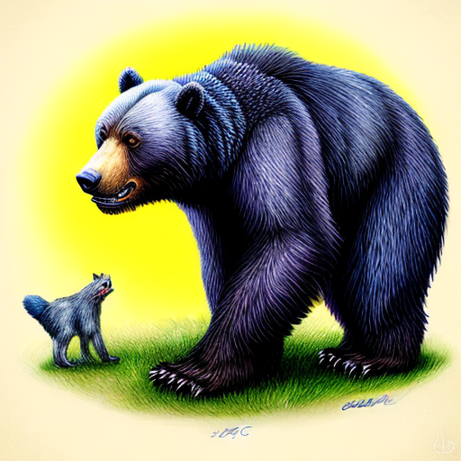 beast like a bear, with a head full of fangs, one leg, levitating