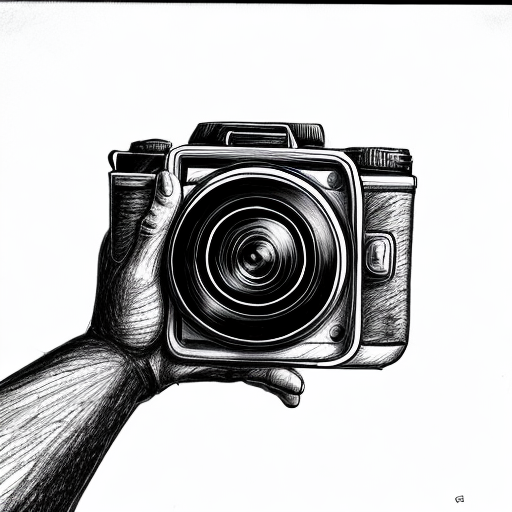 first person of view with camera in hands drawing style bright colors