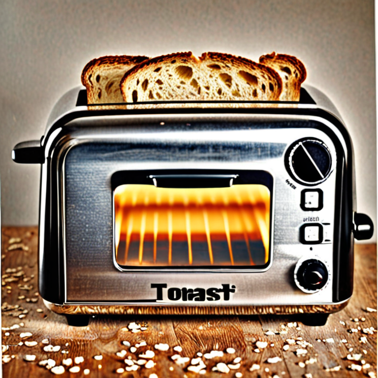 toaster with bread coming out. The bread has the word cinema burned ...
