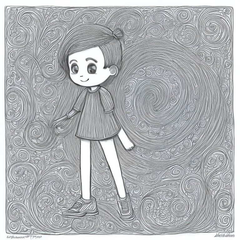 cartoon girl playing coloring page