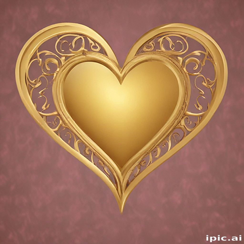 Elegant Golden Heart Design with Intricate Filigree Against a Soft ...