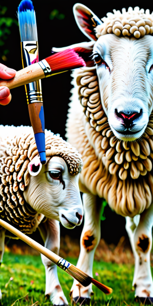 sheep using paint brush