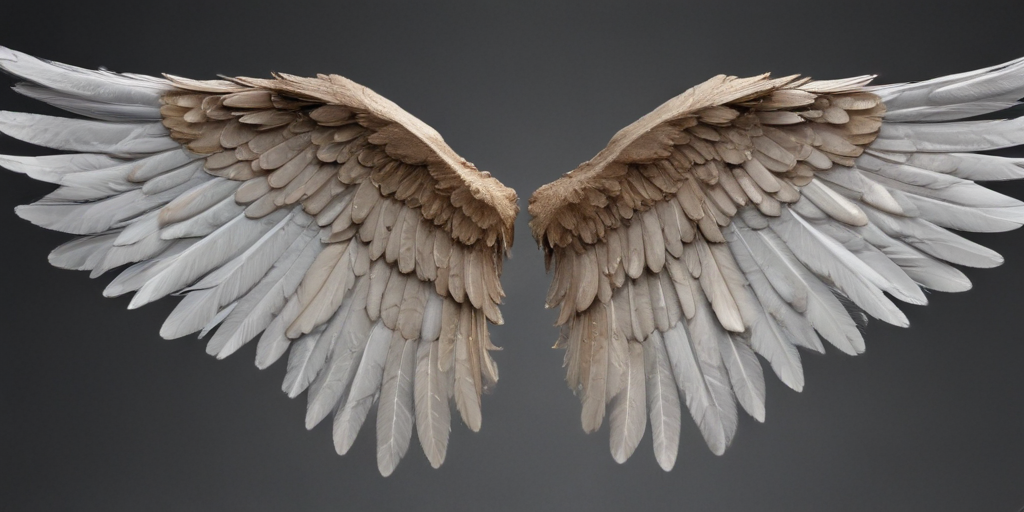 Majestic Angel Wings Displaying Intricate Feathers in Elegant Symmetry