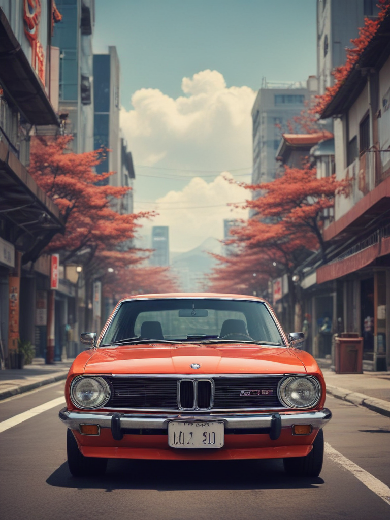 Japan cars theme retro anime style