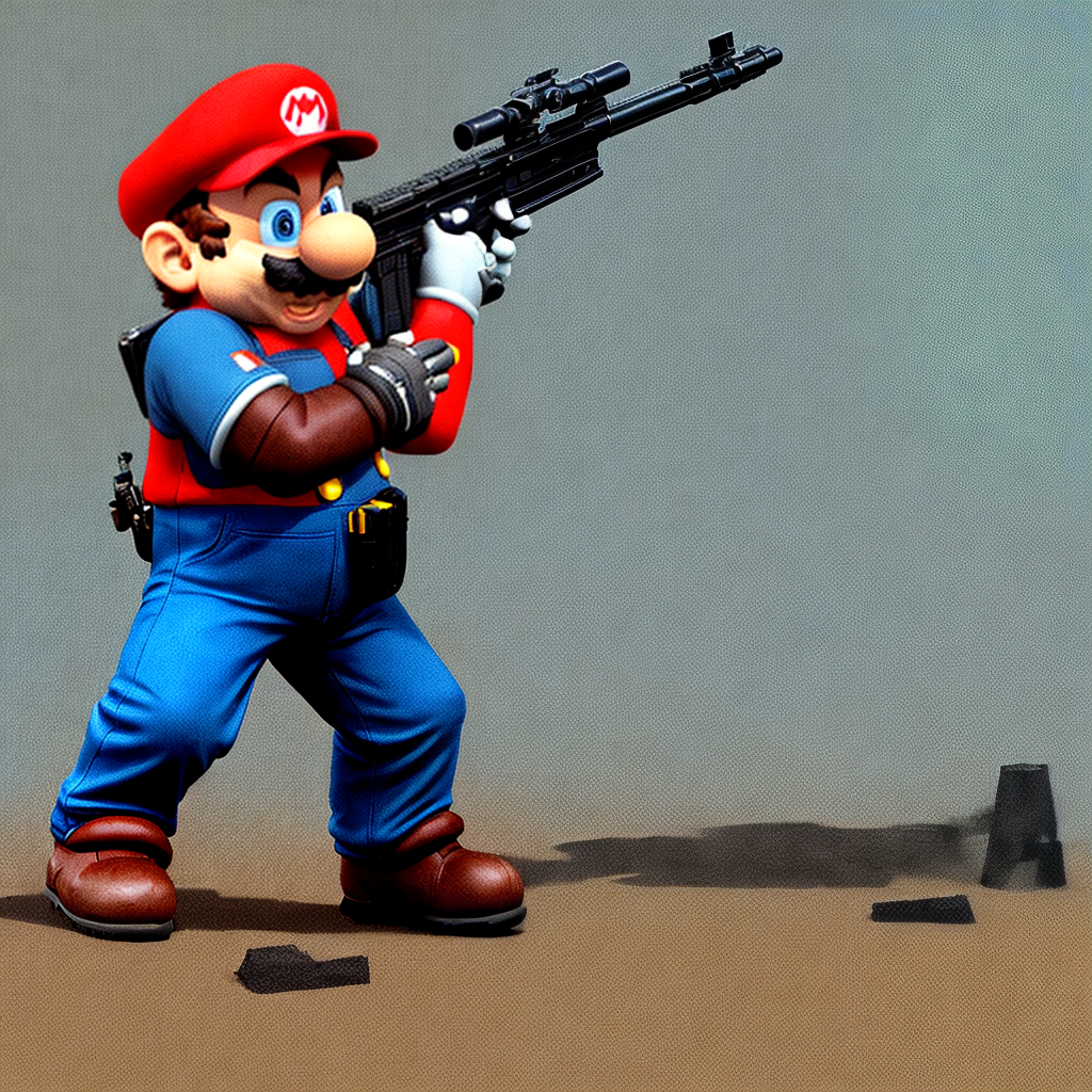 mario with a shootgun