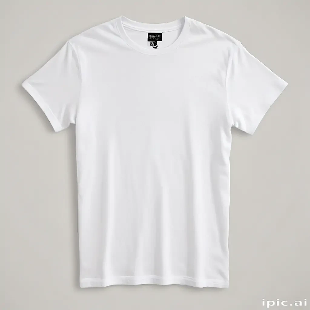 Plain White T-Shirt with Short Sleeves on Neutral Background Displaying ...