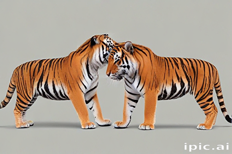 Two Majestic Tigers Playfully Engaging in a Gentle Head Bump Together