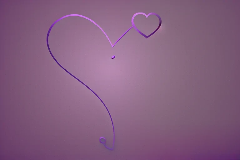 Elegant Purple Heart Design with a Delicate Outline and Soft Glow