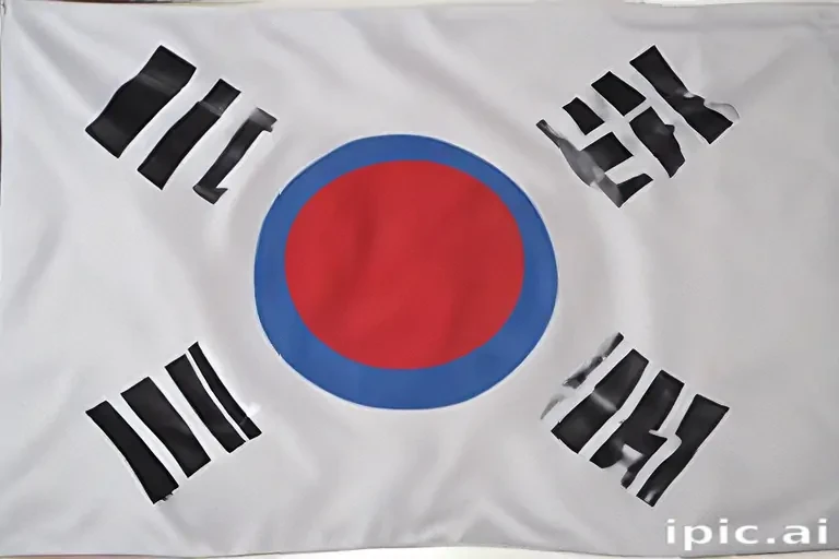 The National Flag of South Korea Featuring Its Iconic Taeguk Symbol