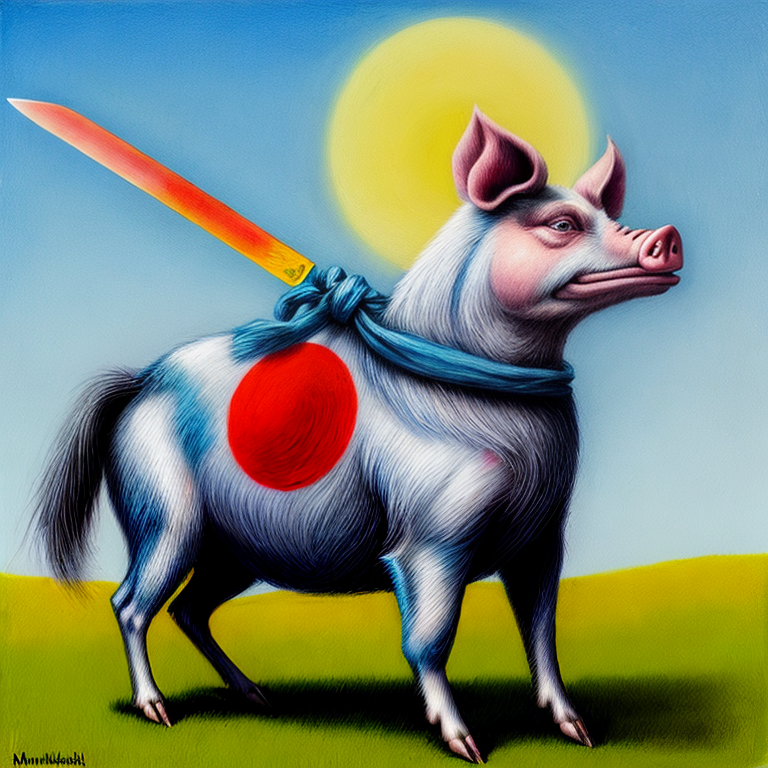 Prophet Muhammad as an angry pig with a sword