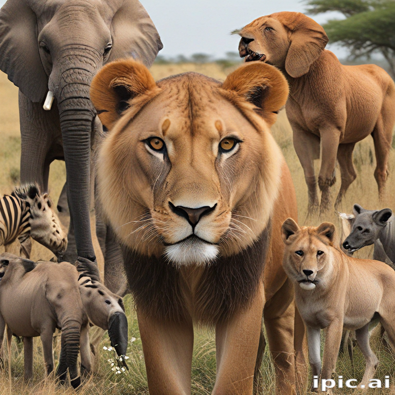 A Majestic Gathering of African Wildlife in Their Natural Habitat.