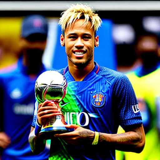Neymar with fifa wolrd cup trophy