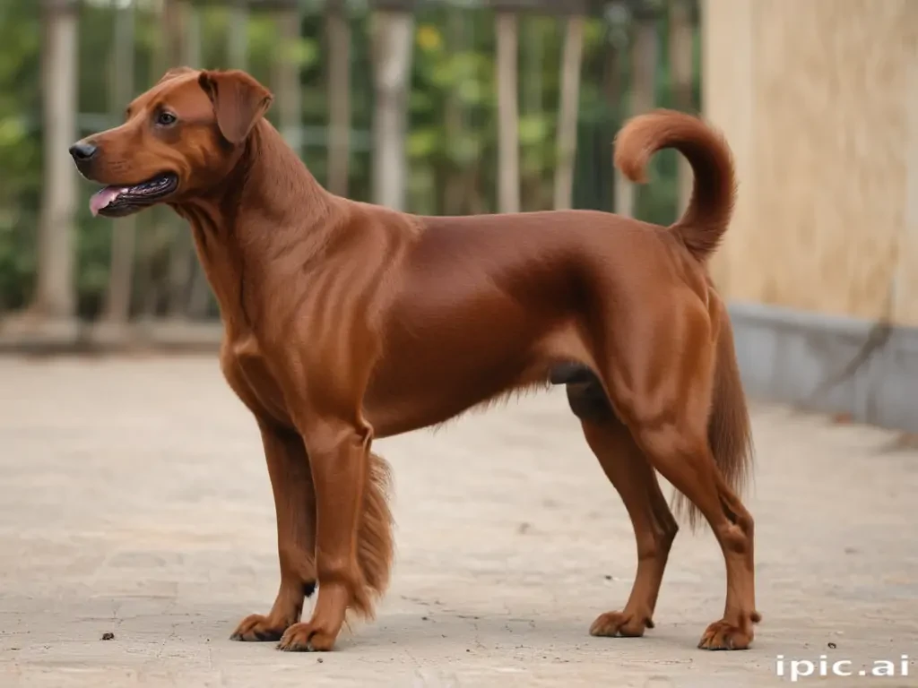 A Beautiful Brown Dog Standing Proudly in a Sunny Outdoor Setting.