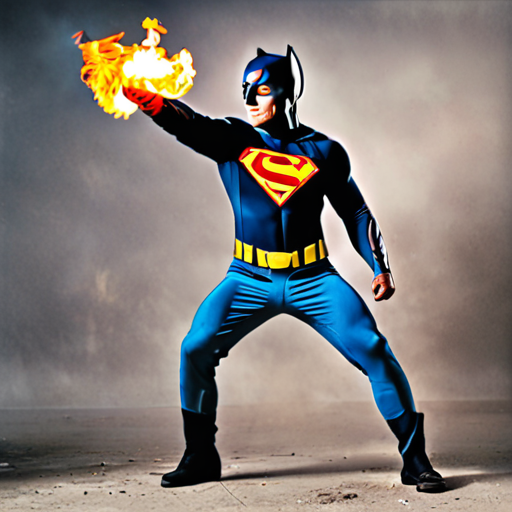 a superhero shooting fire from his hands