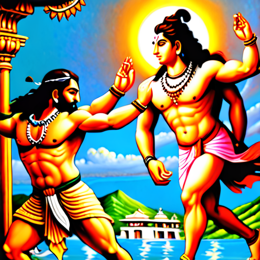 Lord Brahma fighting with Lord Shiva