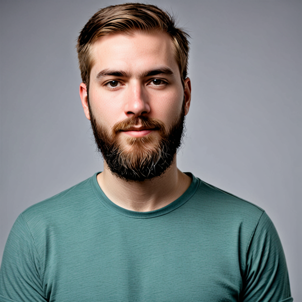 few strokes of a tall man with short hair, long long beard software ...