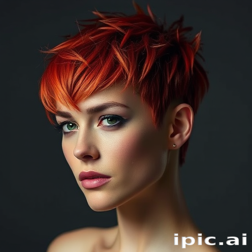 Stylish Portrait of a Young Woman with Bold Red Spiked Hair
