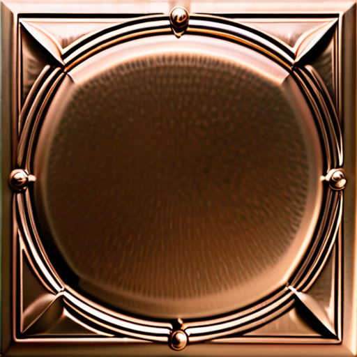 Patterned hammered copper panel full front straight on view