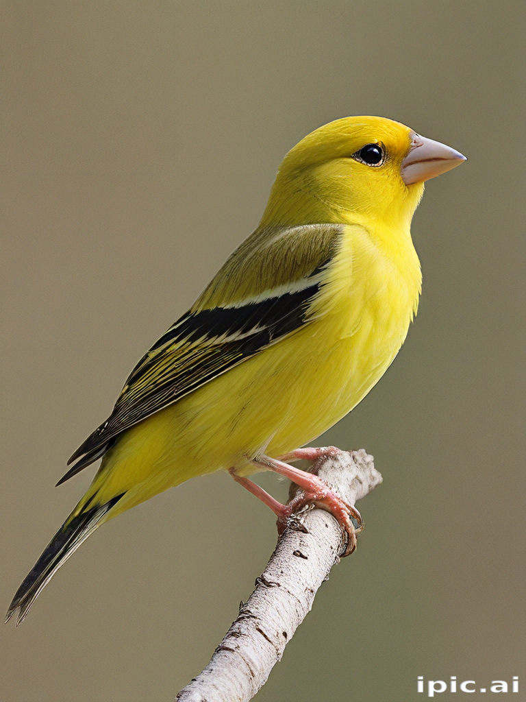 A Vibrant Yellow Bird Perched Gracefully on a Branch in Nature.