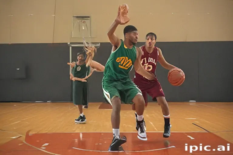 Dynamic Basketball Game Featuring Players in Action on the Court