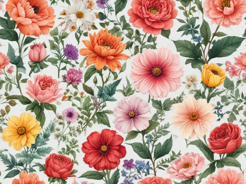 A Vibrant Floral Pattern Featuring an Array of Colorful Blooms and ...