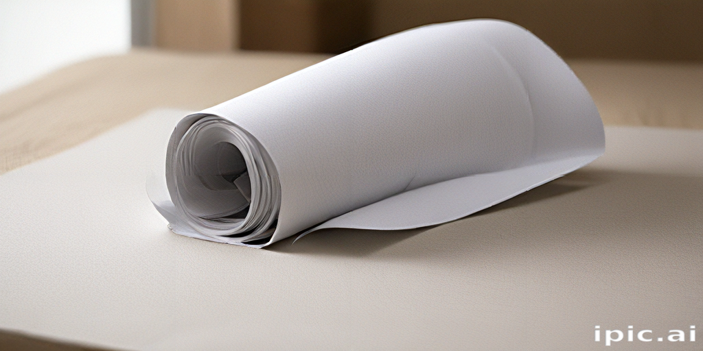 Rolled White Paper Resting on a Smooth, Neutral Background Surface