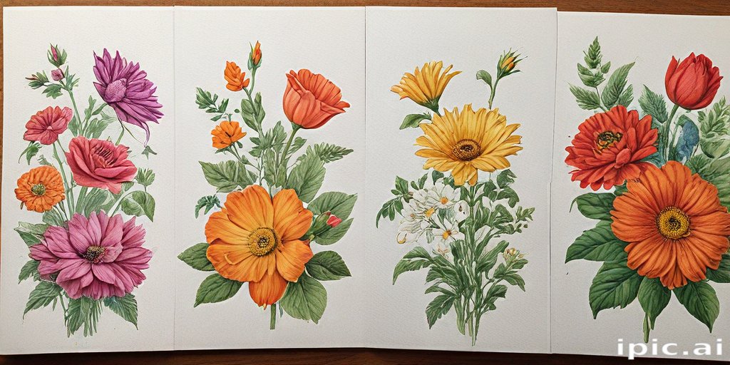 Beautiful Collection of Hand-Painted Flowers in Vibrant Colors and Detail