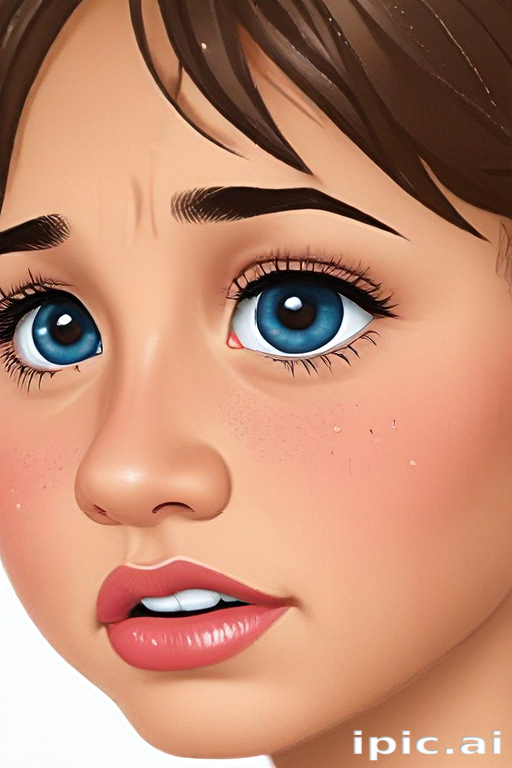 Close-Up Portrait of a Young Woman with Expressive Blue Eyes