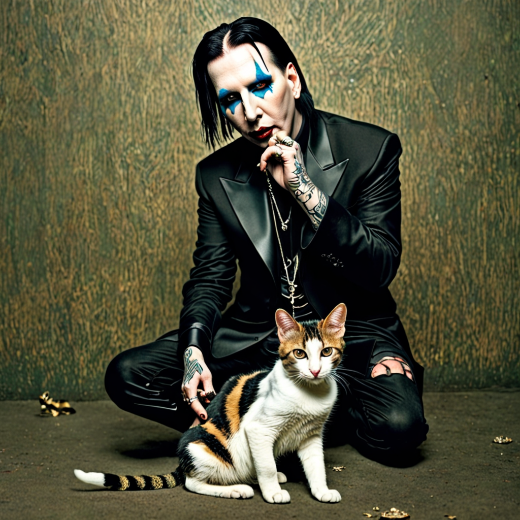 Marilyn Manson and a cat