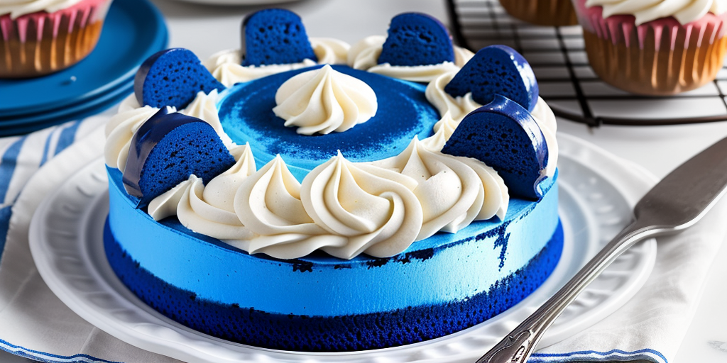 Delicious Blue Ombre Cake with Creamy Frosting and Decorative Toppings.