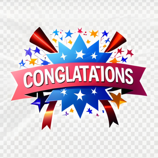 Colorful Celebration Banner with Stars and Confetti for Congratulations