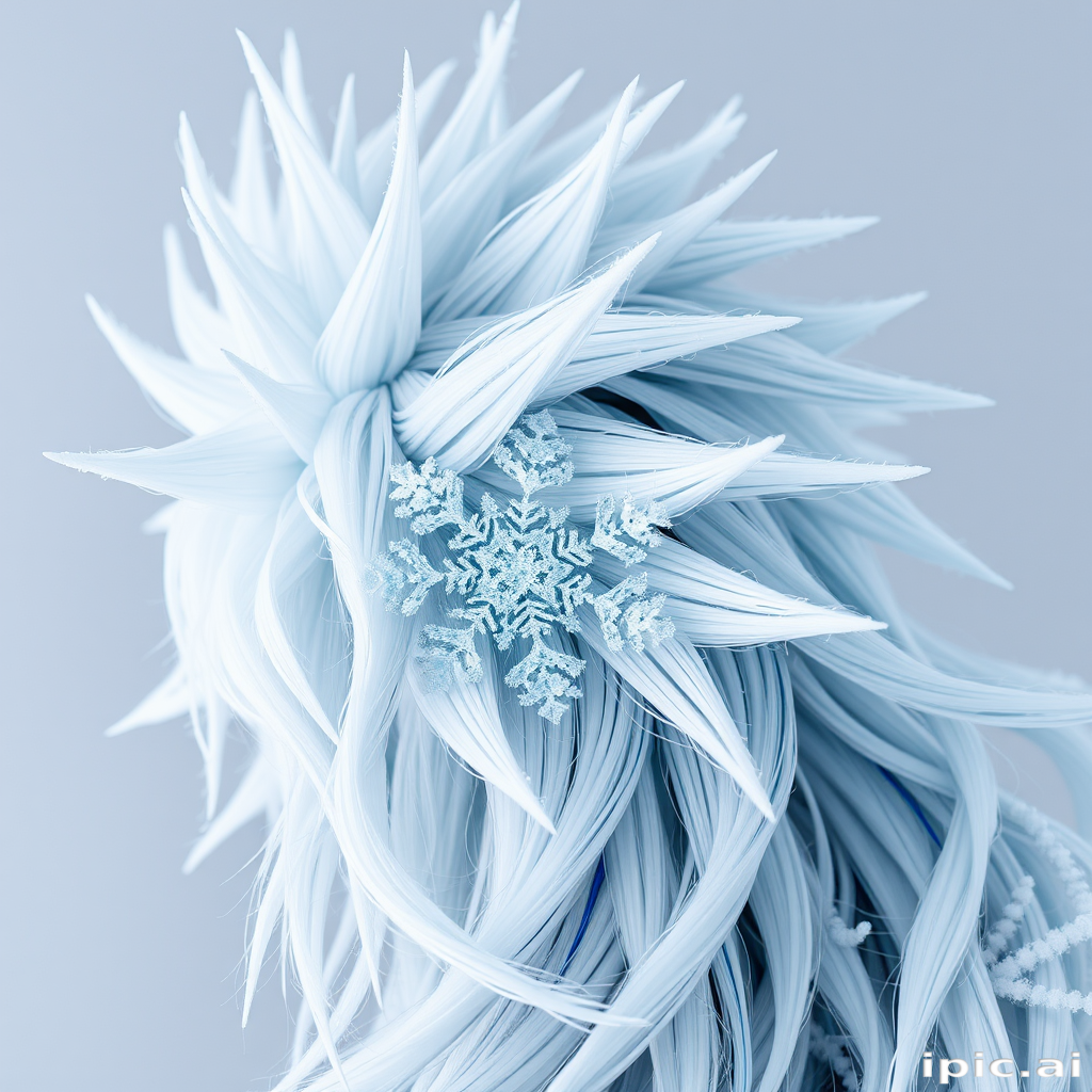 Elegant Frozen Fantasy: A Stunning Ice Queen's Hair Design with Snowflakes