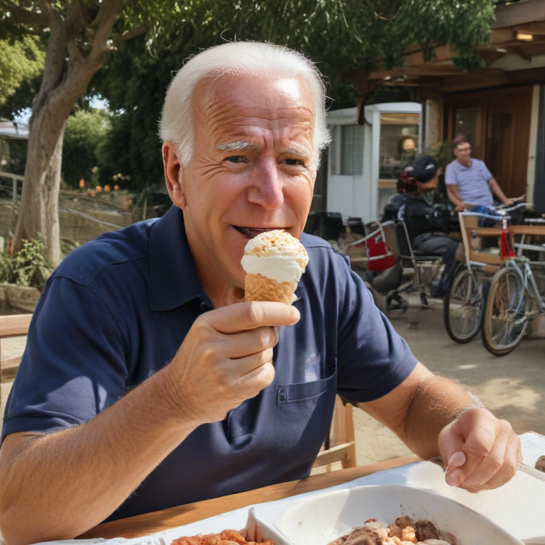 Joe Biden eating ice cream in Bolinas, ca.