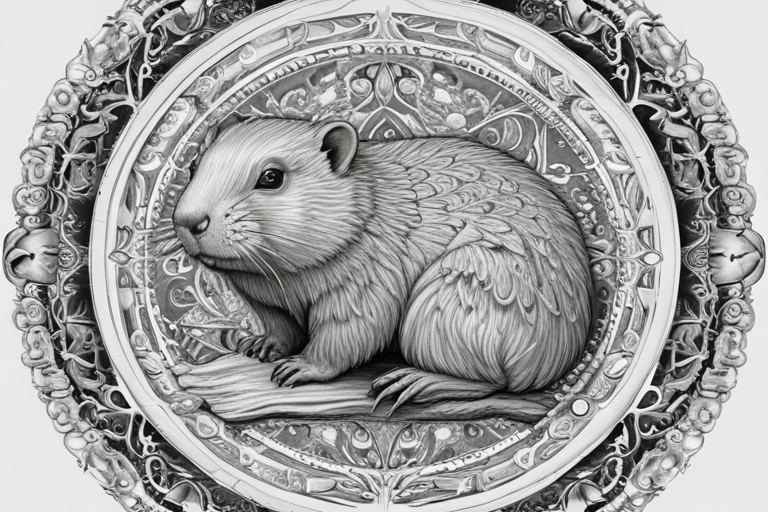 Beaver, drawing in intricate filigree mandala style, clean line art ...