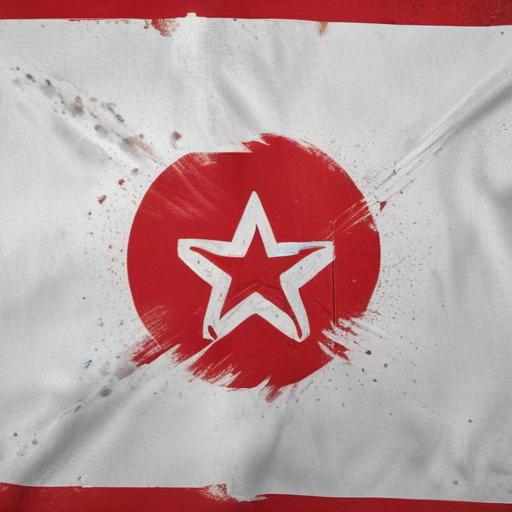 Distorted Flag Design Featuring a Red Star on a White Background