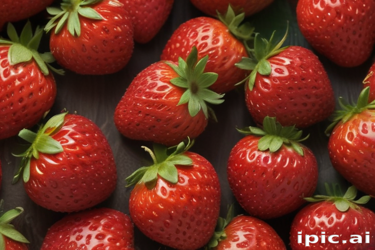 A Vibrant Collection of Fresh, Juicy Strawberries Arranged Neatly Together.