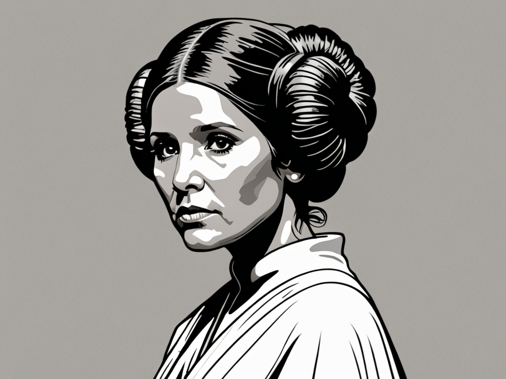 Princess Leia profile view line art