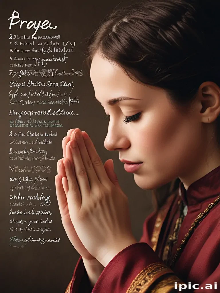 Elegant Portrait of a Woman in Prayer, Expressing Deep Reflection and ...