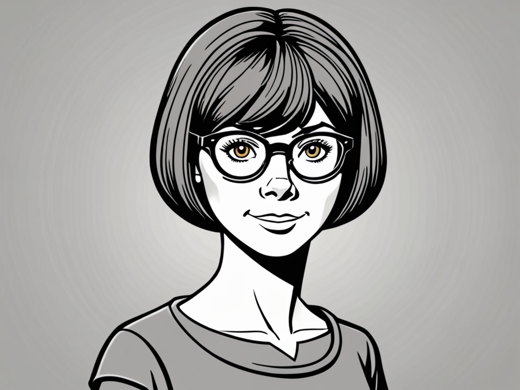 Velma fron cartoon Scooby-Doo line art