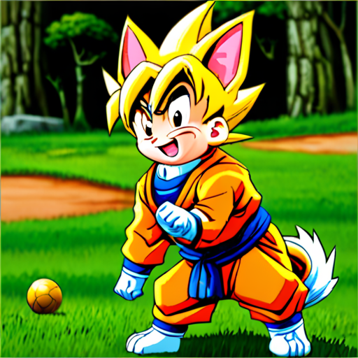 Goku playing a dog game