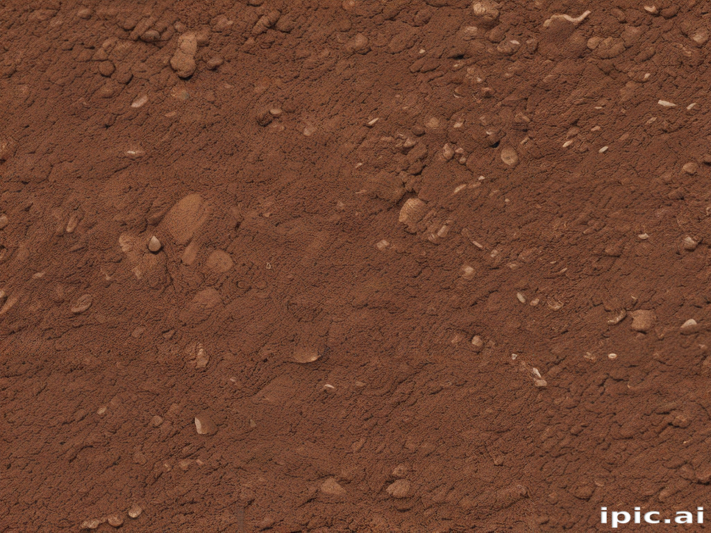 Close-Up View of Rich, Earthy Brown Soil Texture with Pebbles